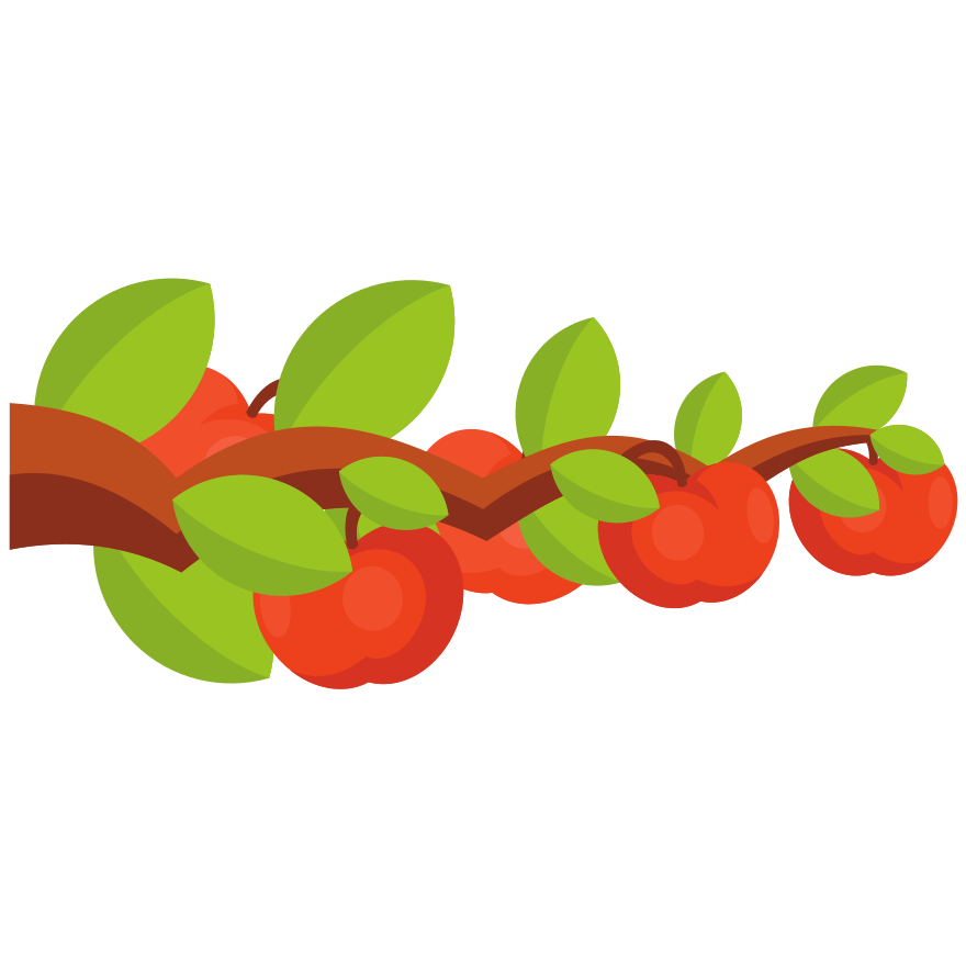 Red apples hang from a tree branch with green leaves. vector – Free ...