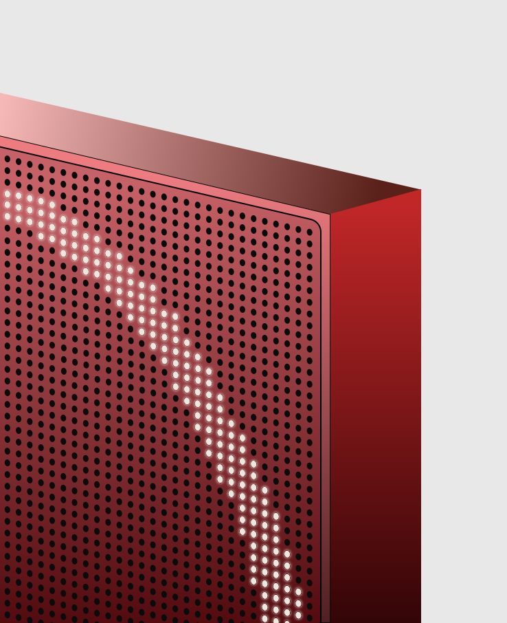 Vektor Speaker merah dengan titik-titik yang menyala membentuk pola ...