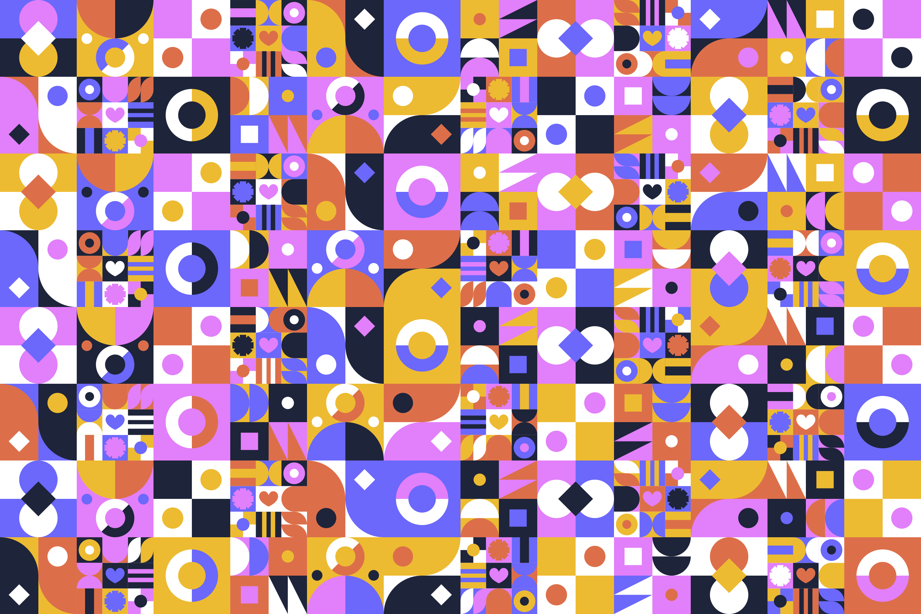 Colorful abstract geometric pattern with circles and squares vector ...