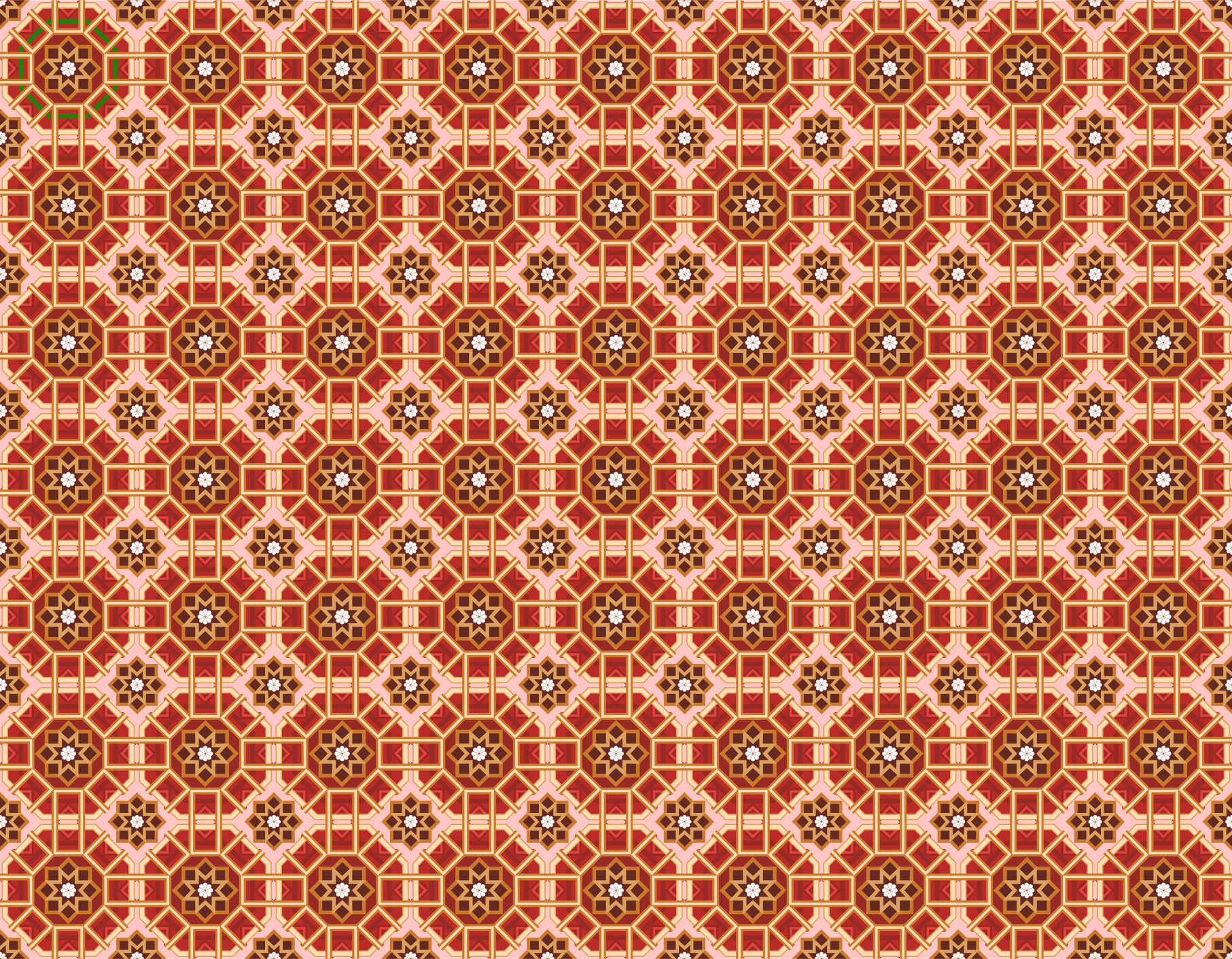 Geometric pattern with red octagons and floral motifs. vector – Free ...
