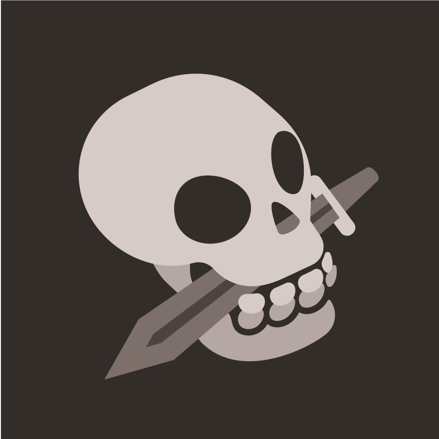 Skull with sword through jaw on dark background vector – Free Horror ...
