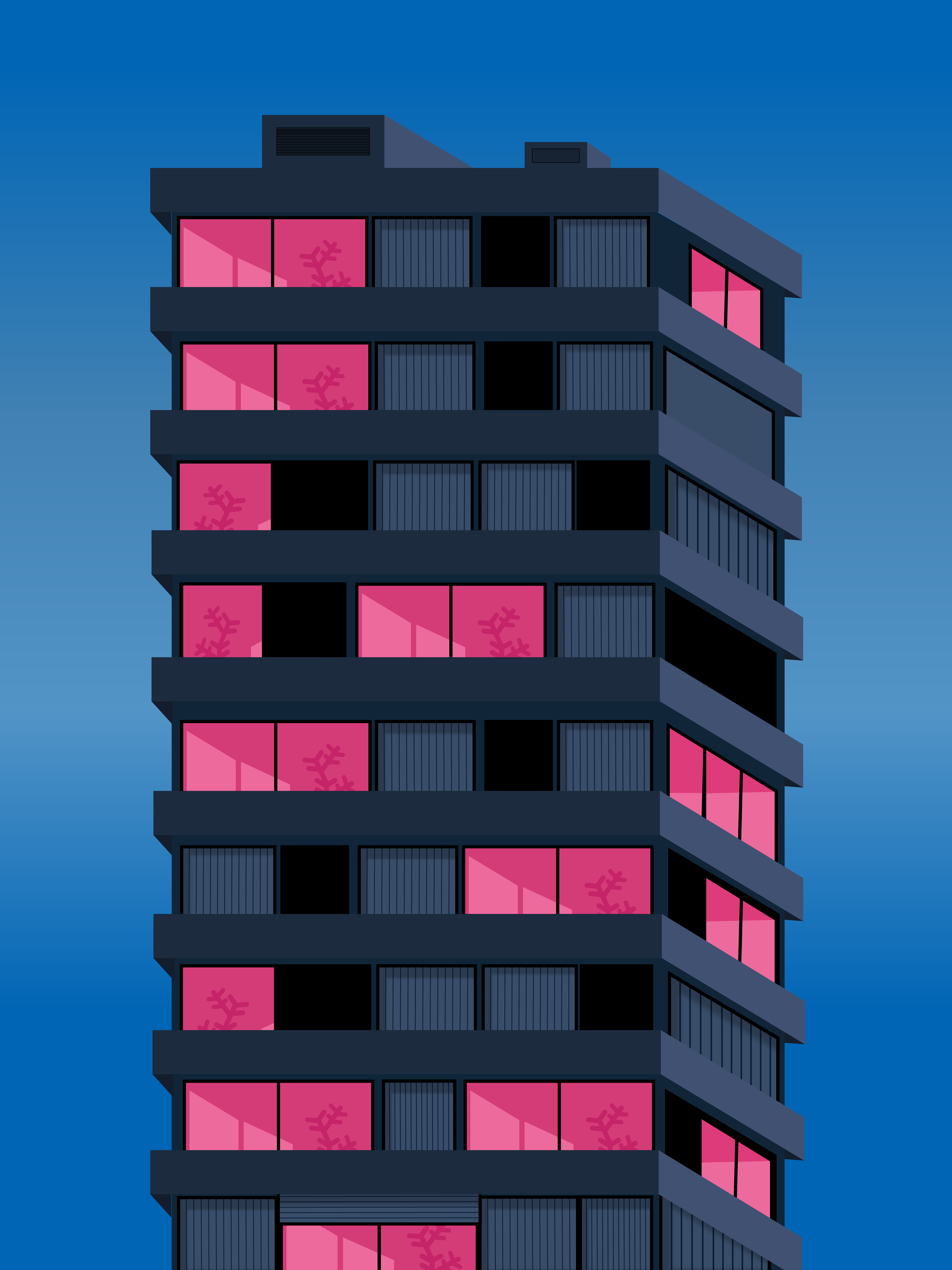 Modern skyscraper with pink illuminated windows vector – Free Wallpaper ...