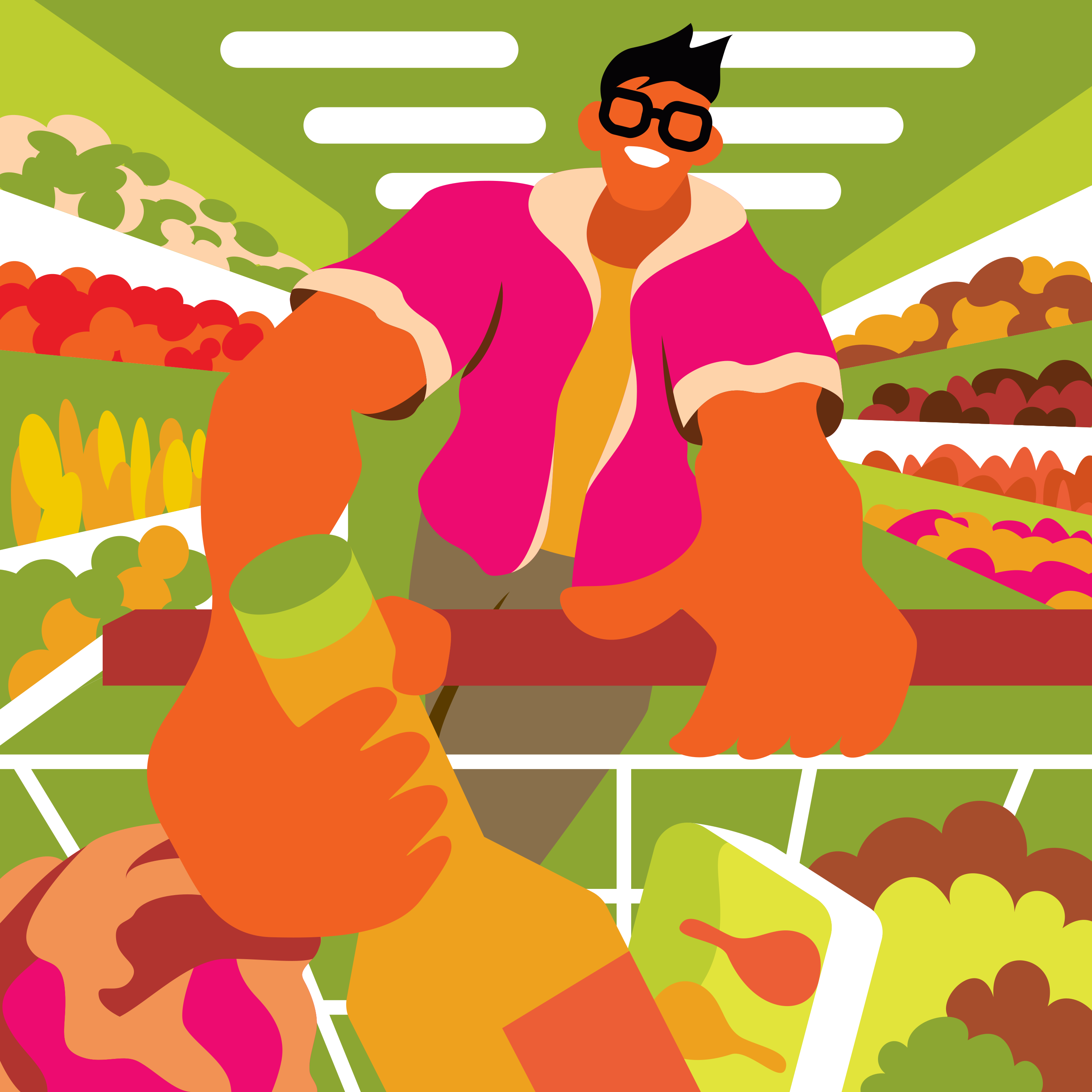 Man with glasses shopping in a grocery store vector – Free Food Image ...