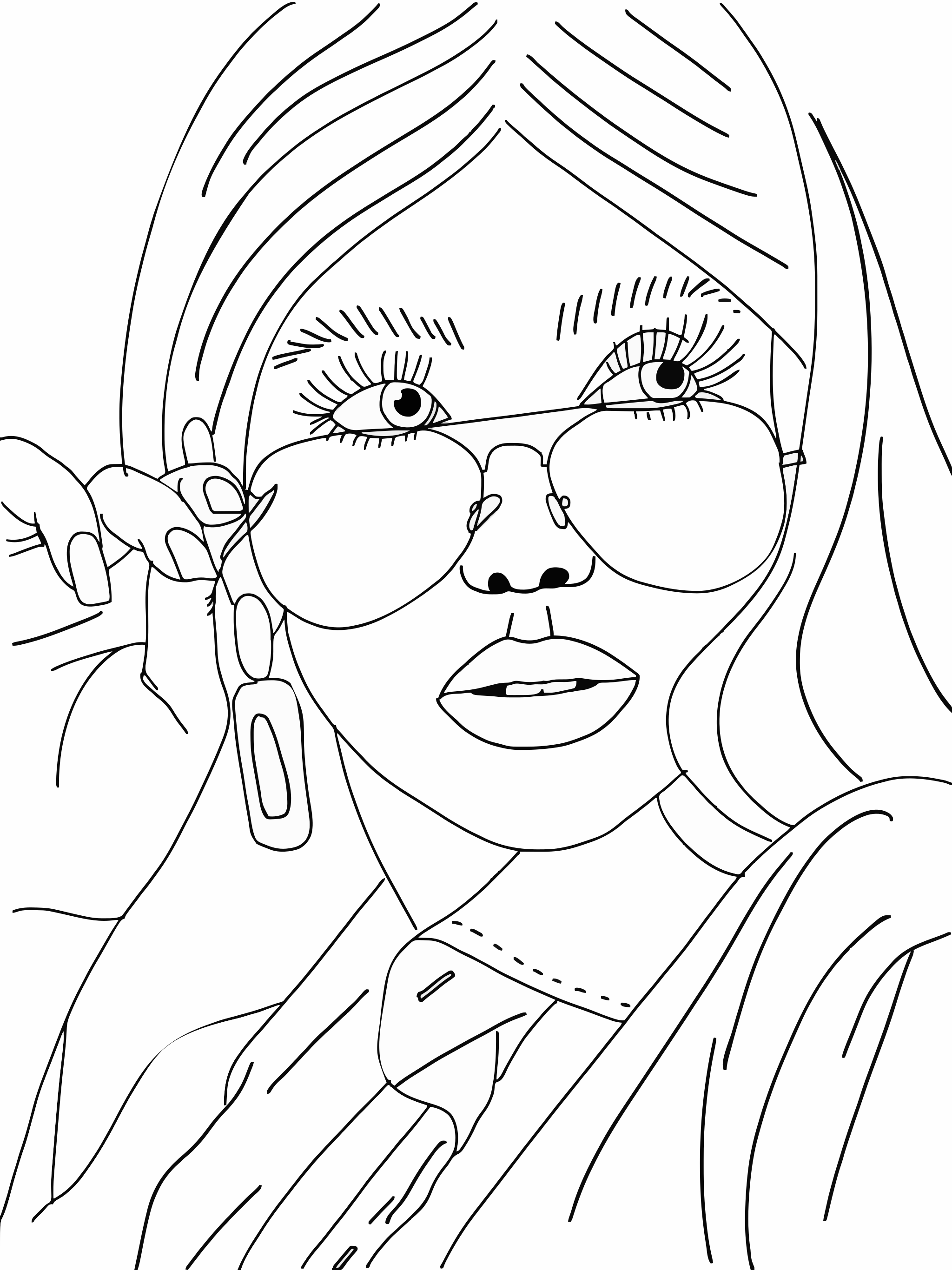 Vektor Seni garis seorang wanita mengenakan kacamata besar – Gambar ...