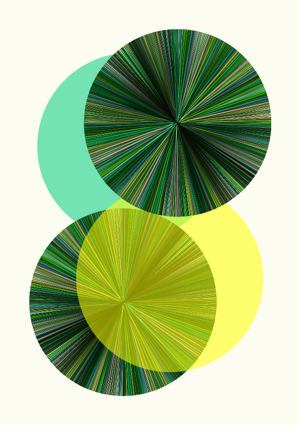 Two abstract green circles overlapping on a cream background vector ...