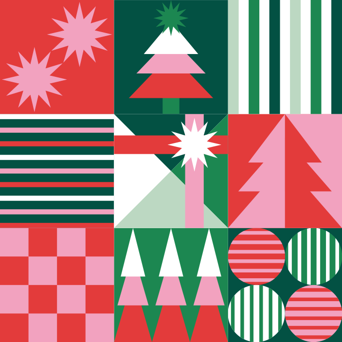Geometric christmas patterns with trees and stars vector – Free ...