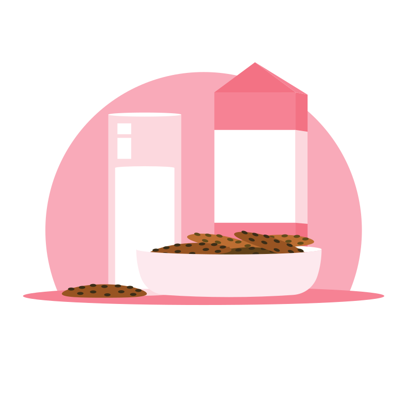 Vektor Semangkuk kue dengan susu dan karton – Gambar Makanan Gratis di ...