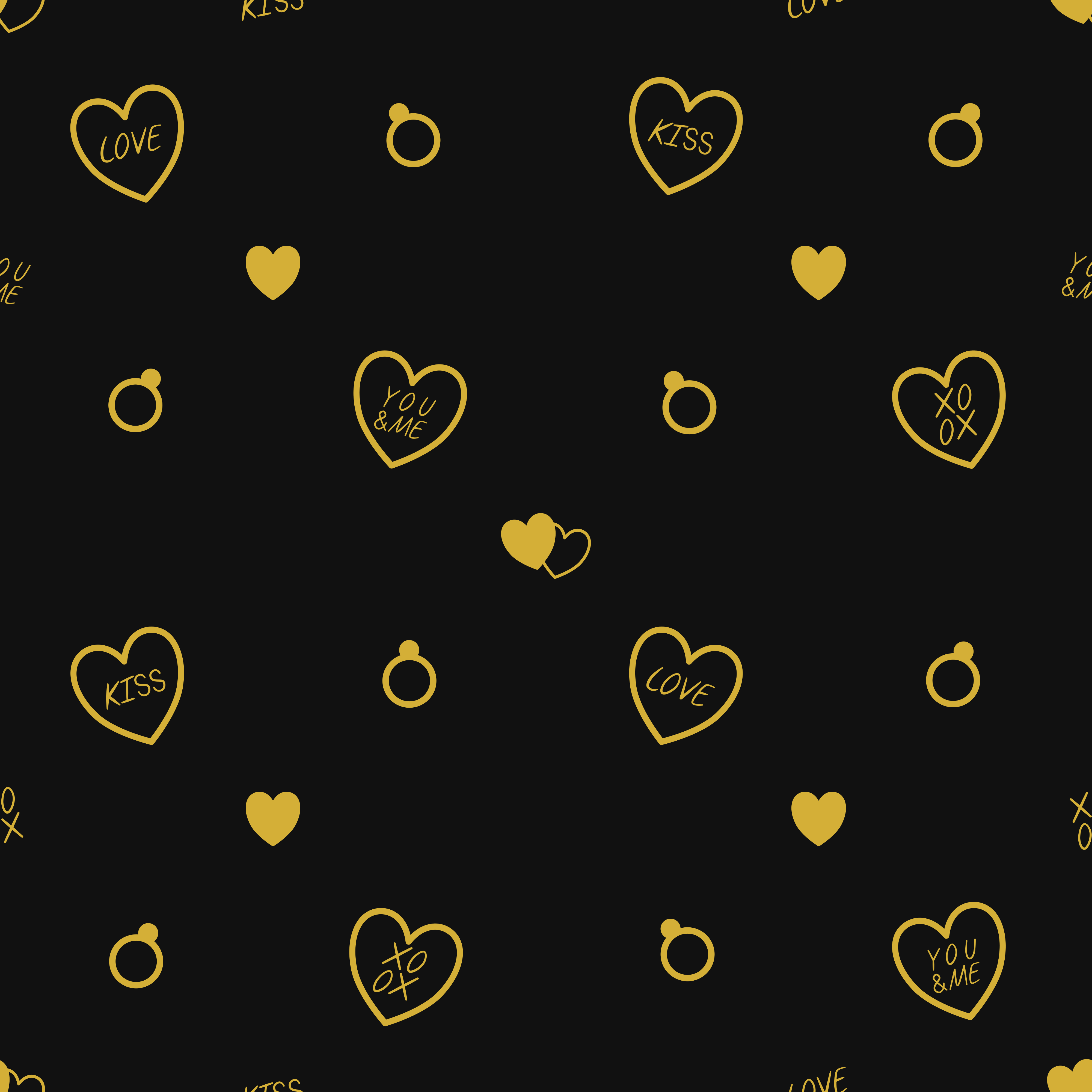 Gold hearts and rings on black background vector – Free Black ...