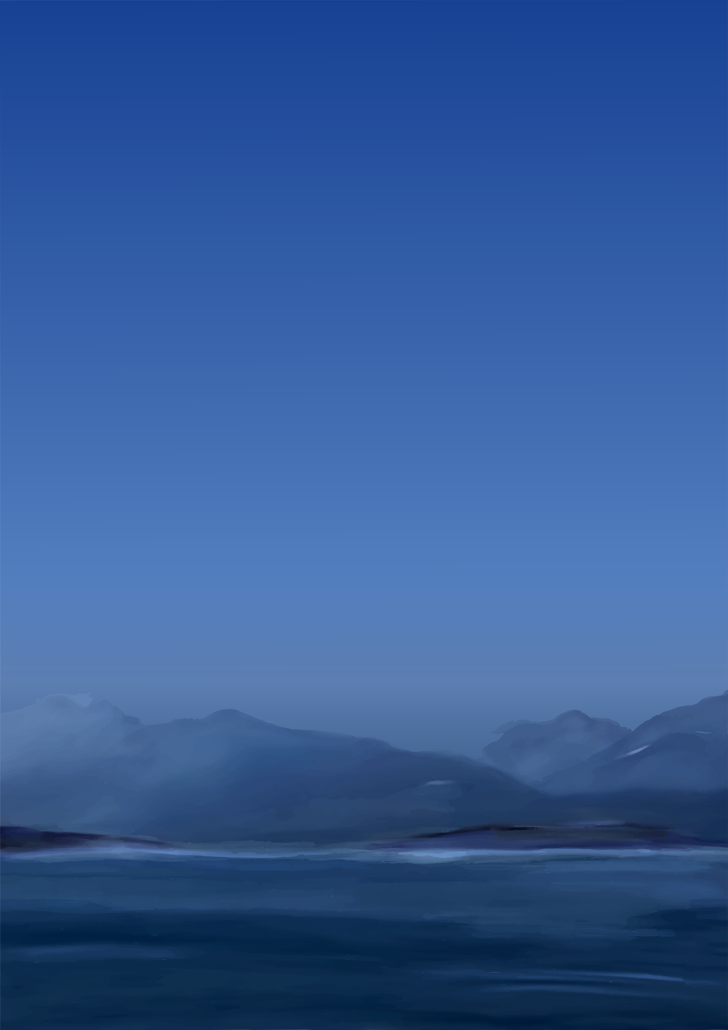 Un cielo azul sobre un lago y montañas lejanas. vector – Imagen de ...